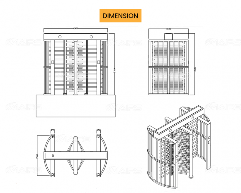 Full Size Turnstile | Full Height Turnstiles | Full Height Turnstile Gate