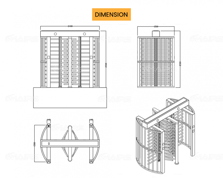 Full Size Turnstile | Full Height Turnstiles | Full Height Turnstile Gate
