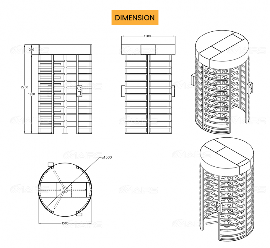 Mairs Turnstile Revolving Door | Full Height Revolving Turnstile | Full ...